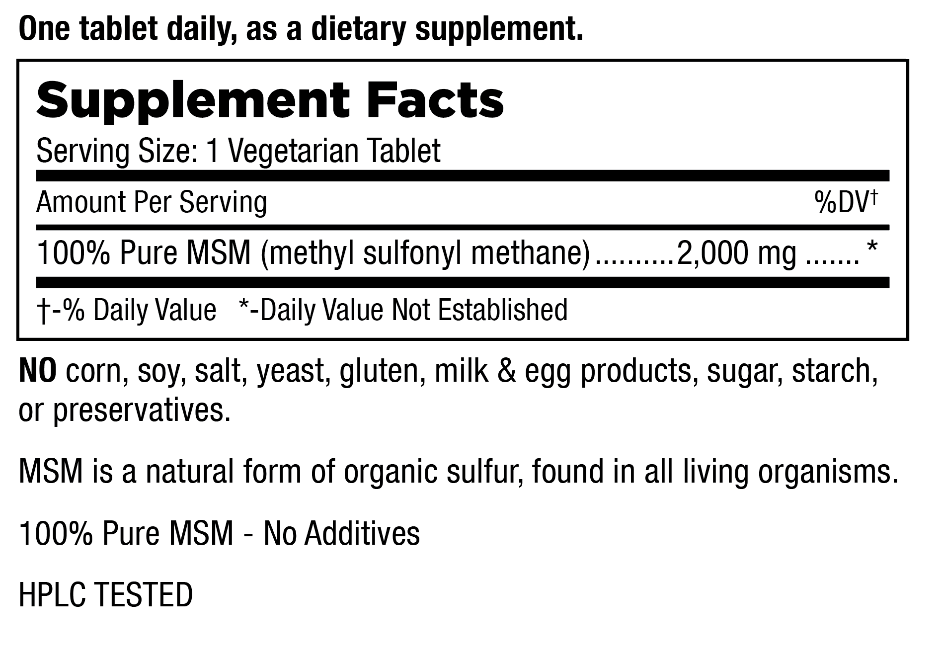 MSM 2000 TABS 60CT – Mt. Angel Vitamins