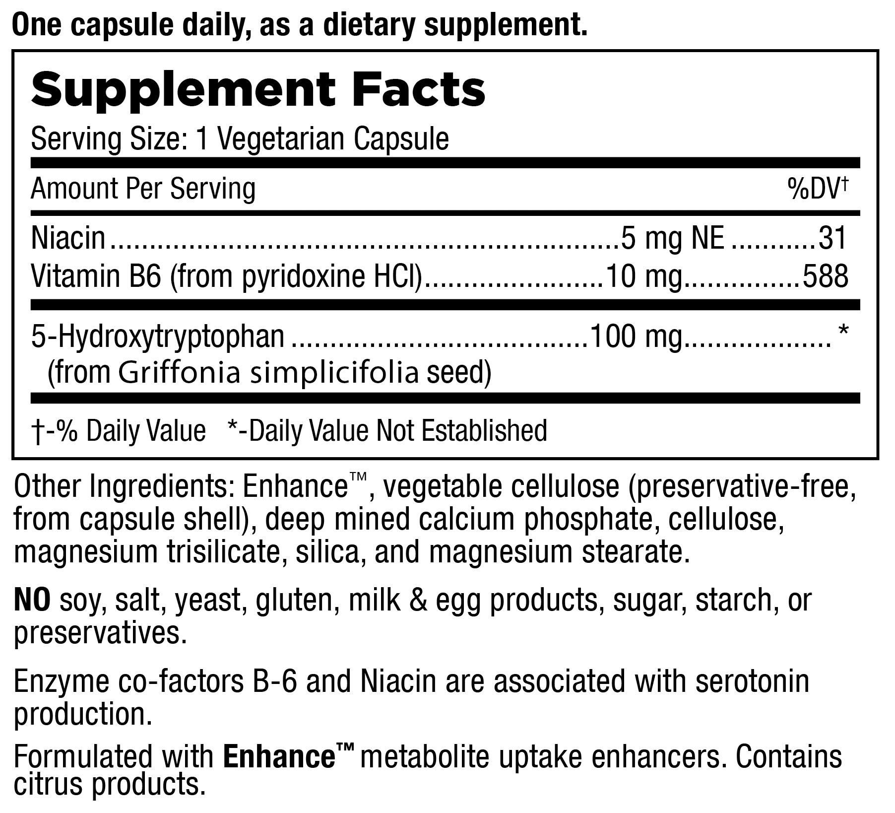 5-HTP Supplement – Enhanced with Niacin, Vitamin B6 & Enhance™ for Opt ...