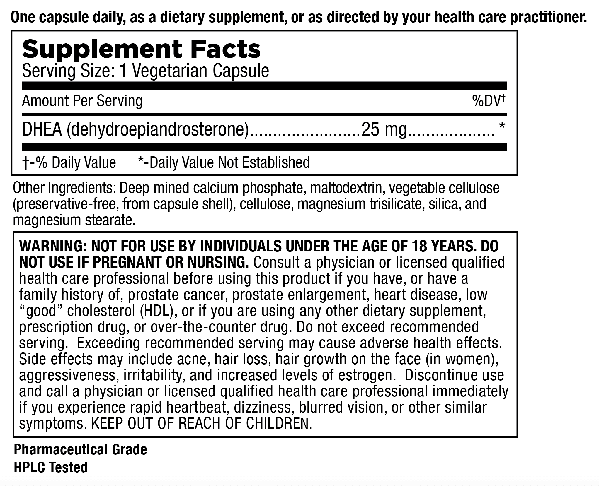 Pure DHEA 25mg - DHEA Supplement for Men + Women - Supplement to Help ...
