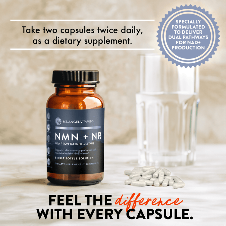 NMN + NR Anti-Aging Supplement – Boost NAD+ Levels, Support DNA Repair – Mt. Angel Vitamins